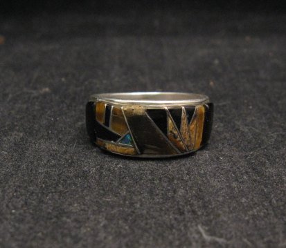 Hopi Native American Inlay Ring sz6-1/2, Bennard & Frances Dallasvuyaoma