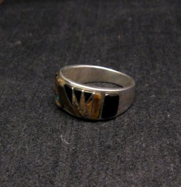 Hopi Native American Inlay Ring sz6-1/2, Bennard & Frances Dallasvuyaoma