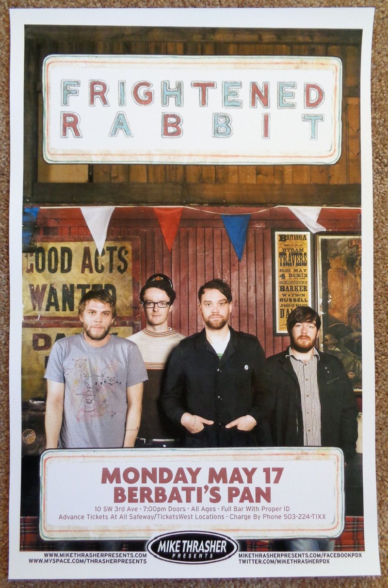 FRIGHTENED RABBIT Gig POSTER Portland Oregon May 2010 Concert