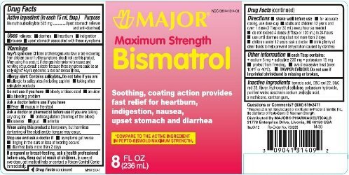 Generic Items Otc - Major Pharma - Bismatrol Liquid Maximum Strength 8 ...