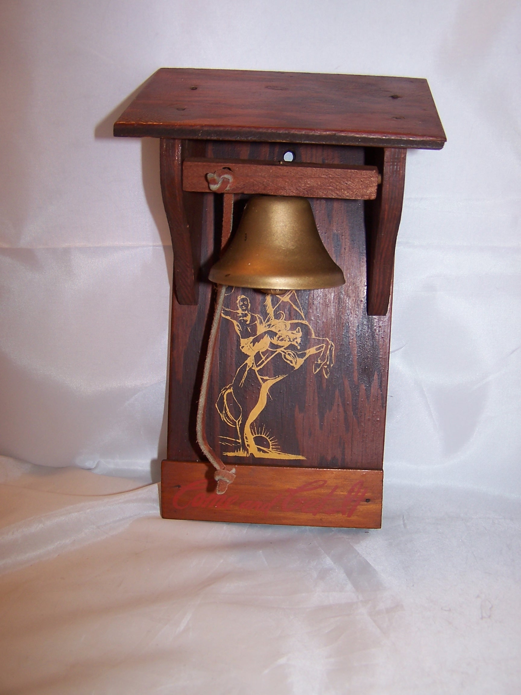 Cowboy Dinner Bell, Wood, Metal, Vintage