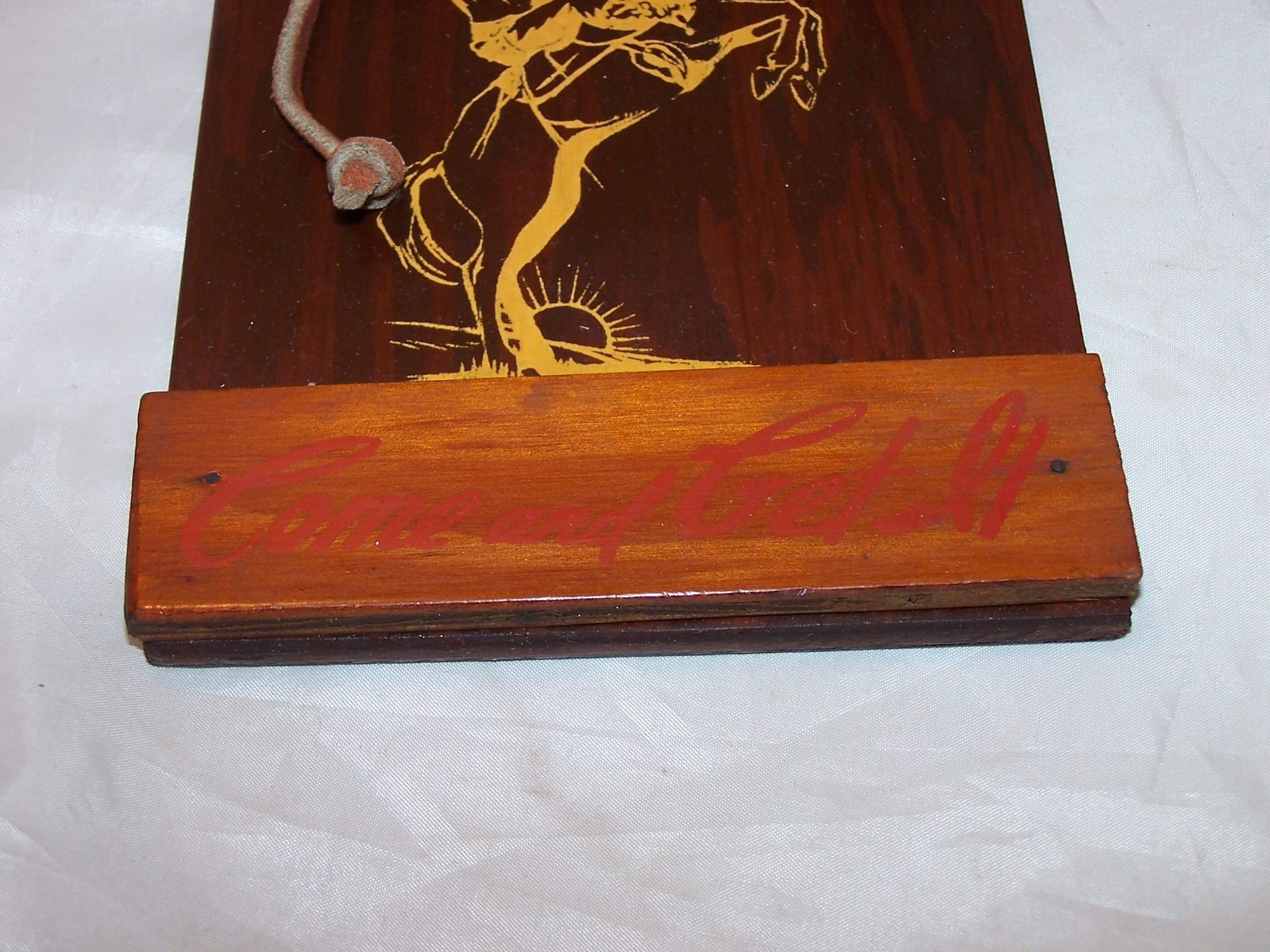 Cowboy Dinner Bell, Wood, Metal, Vintage