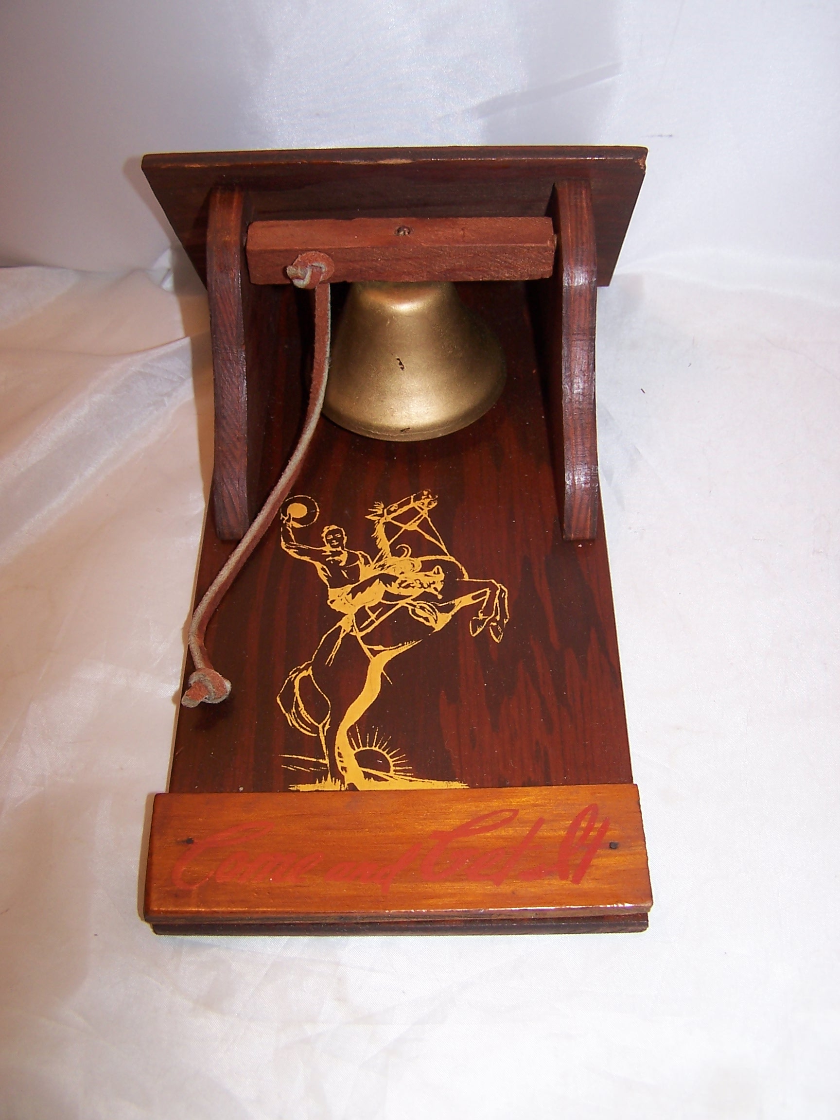 Cowboy Dinner Bell, Wood, Metal, Vintage