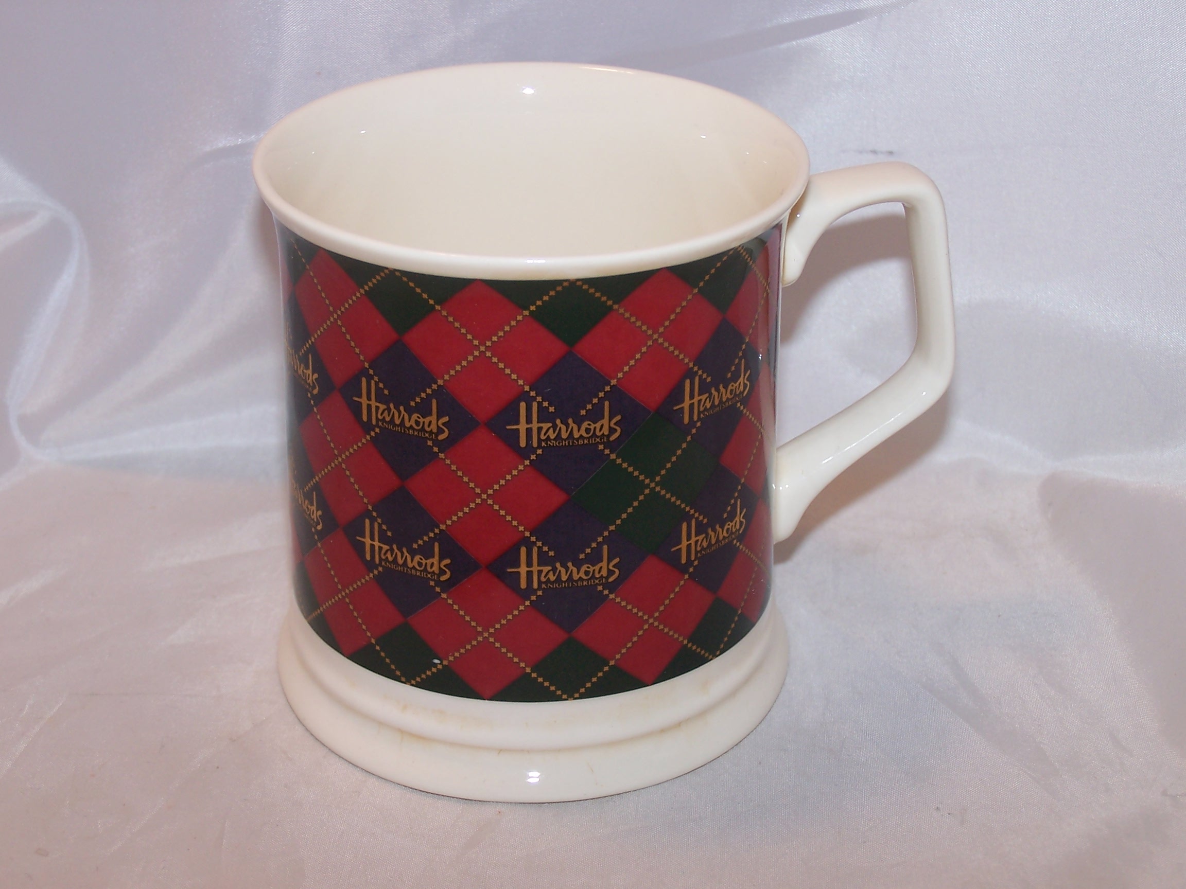 Harrods Plaid Mug, Cup, Knightsbridge, Green, Red