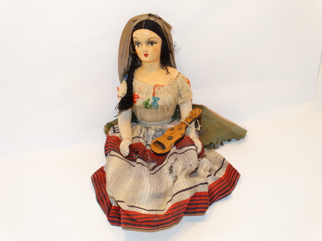 Cloth and Straw Gypsy Doll, Handmade Antique Folk Art
