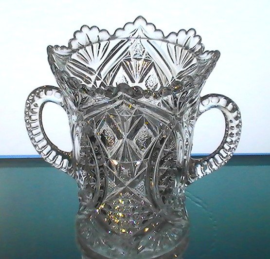 EAPG Higbee Glass Rexford Euclid Alfa Sugar Celery Vase Two Handled OOS