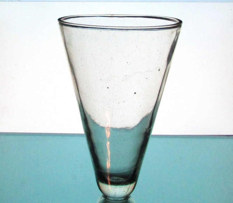 Hanging Cone Vase Heavy Clear Mexican Glass 8 x 5.75 OOS
