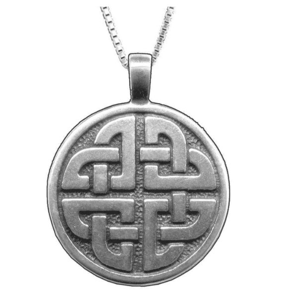 Celtic Round Raised Relief Interlace Lovers Knot Sterling Silver Pendant