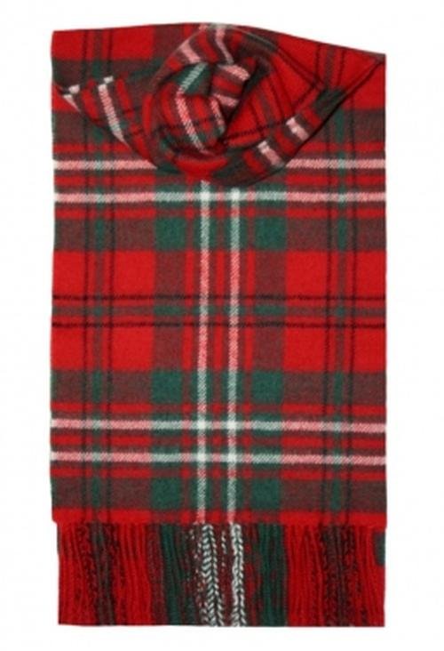 Scott Red Modern Tartan Lambswool Fringed Scarf