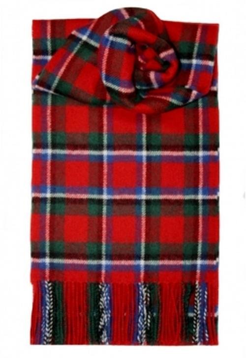 Sinclair Red Modern Tartan Lambswool Fringed Scarf