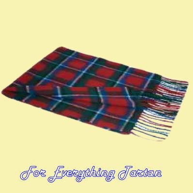 Sinclair Red Modern Tartan Lambswool Fringed Scarf