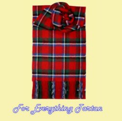 Sinclair Red Modern Tartan Lambswool Fringed Scarf