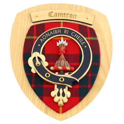 Cameron Clan Crest Tartan 7 x 8 Woodcarver Wooden Wall Plaque