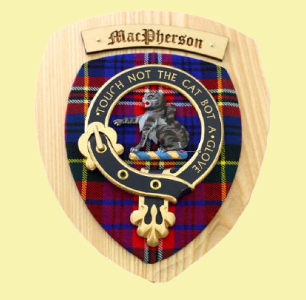 MacPherson Clan Crest Tartan 7 x 8 Woodcarver Wooden Wall Plaque