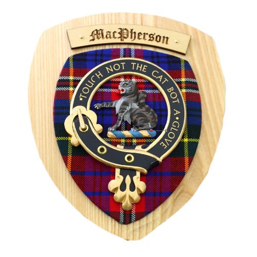 MacPherson Clan Crest Tartan 7 x 8 Woodcarver Wooden Wall Plaque