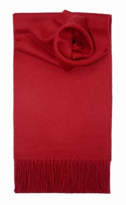 Scarlet Red Solid Lambswool Fringed Scarf