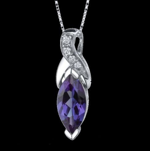 Alexandrite Marquis Cut Cubic Zirconia Accent Sterling Silver Pendant
