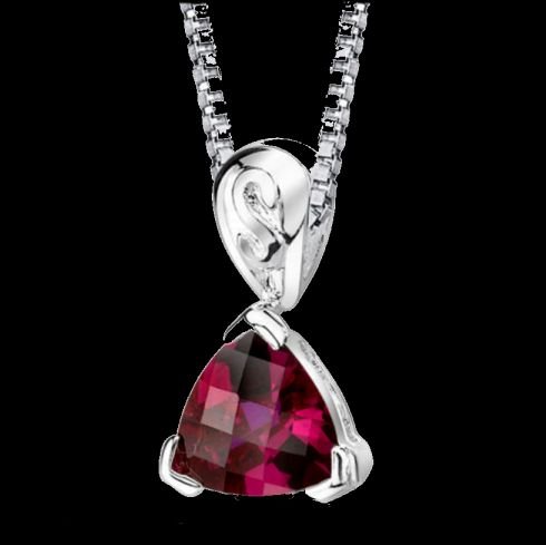 Red Ruby Trillion Cut Fancy Detail Sterling Silver Pendant