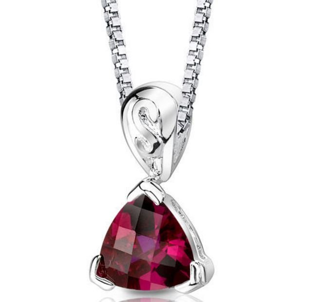 Red Ruby Trillion Cut Fancy Detail Sterling Silver Pendant