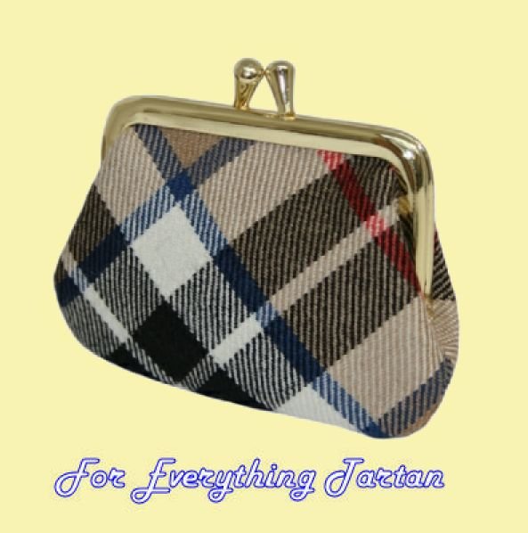Thomson Camel Modern Tartan Fabric Framed Small Ladies Coin Purse