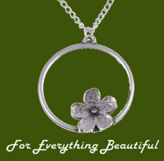 Daisy Flower Hoop Circular Stylish Pewter Pendant