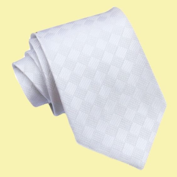 White Diamond Textured Pattern Formal Wedding Straight Mens Neck Tie