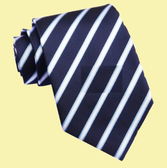 Dark Blue White Diagonal Textured Stripes Formal Wedding Straight Mens ...