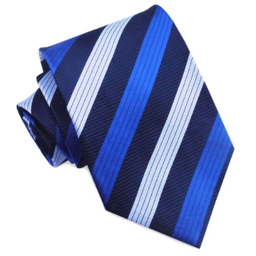 Royal Blue White Diagonal Rail Stripes Formal Wedding Straight Mens ...