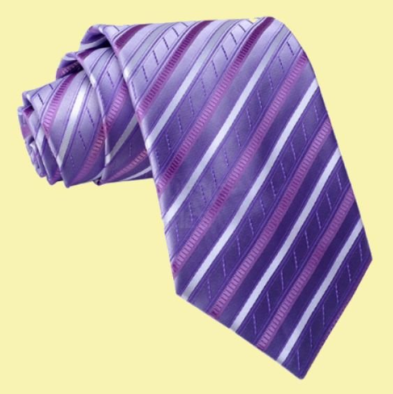 Lavender Violet White Diagonal Stripes Formal Wedding Straight Mens ...