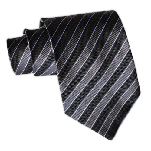 Black Grey Silver Diagonal Stripes Formal Wedding Straight Mens Neck Tie