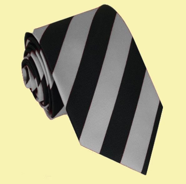 Silver Black Diagonal Stripes Formal Wedding Straight Mens Neck Tie