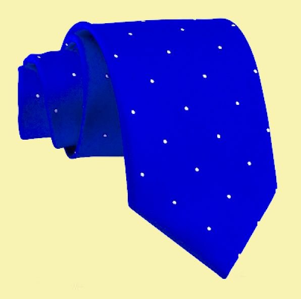 Royal Blue White Pin Dots Formal Wedding Straight Mens Neck Tie