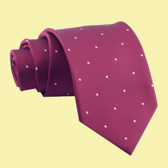 Burgundy White Pin Dots Formal Wedding Straight Mens Neck Tie
