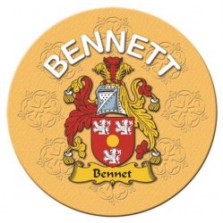 Bennett Coat of Arms Cork Round English Family Name Coasters Set of 2