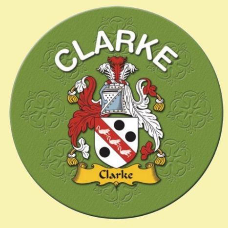 Clarke Coat of Arms Cork Round English Family Name Coasters Set of 2