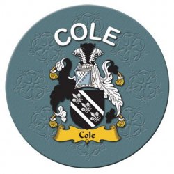 Cole Coat of Arms Cork Round English Family Name Coasters Set of 2