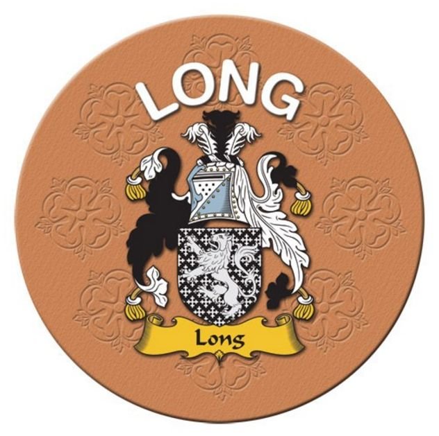 Long Coat of Arms Cork Round English Family Name Coasters Set of 2