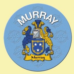 Murray Coat of Arms Cork Round English Family Name Coasters Set of 2