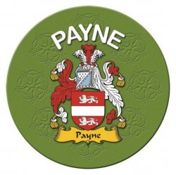 Payne Coat of Arms Cork Round English Family Name Coasters Set of 2