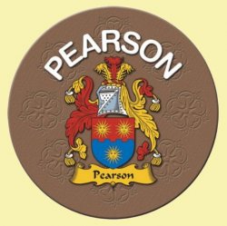 Pearson Coat of Arms Cork Round English Family Name Coasters Set of 2
