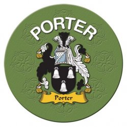 Porter Coat of Arms Cork Round English Family Name Coasters Set of 2