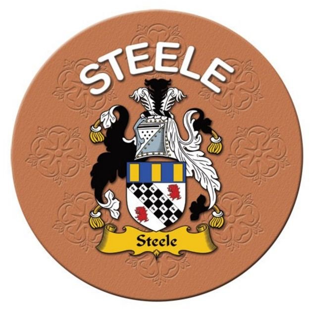 Steele Coat of Arms Cork Round English Family Name Coasters Set of 2