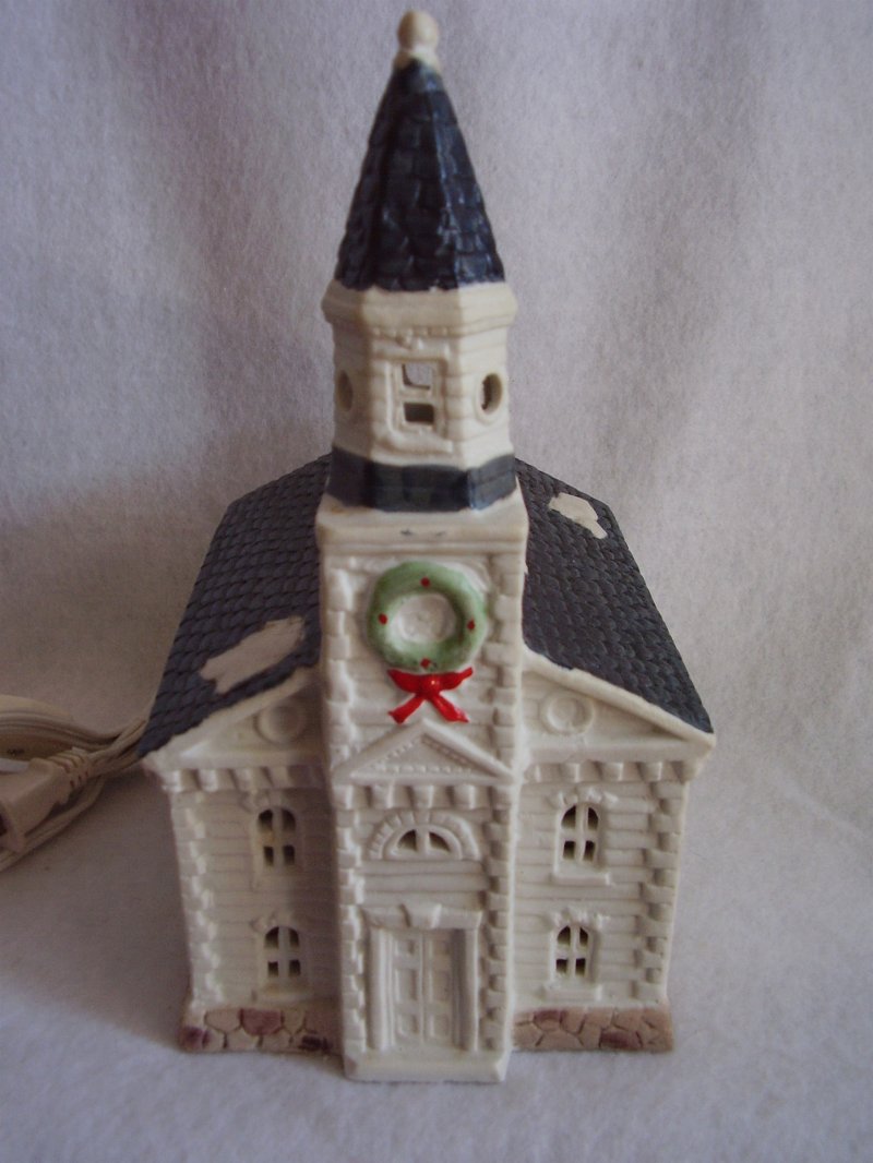 Colonial American Collection Porcelain Christmas Village House Church ...