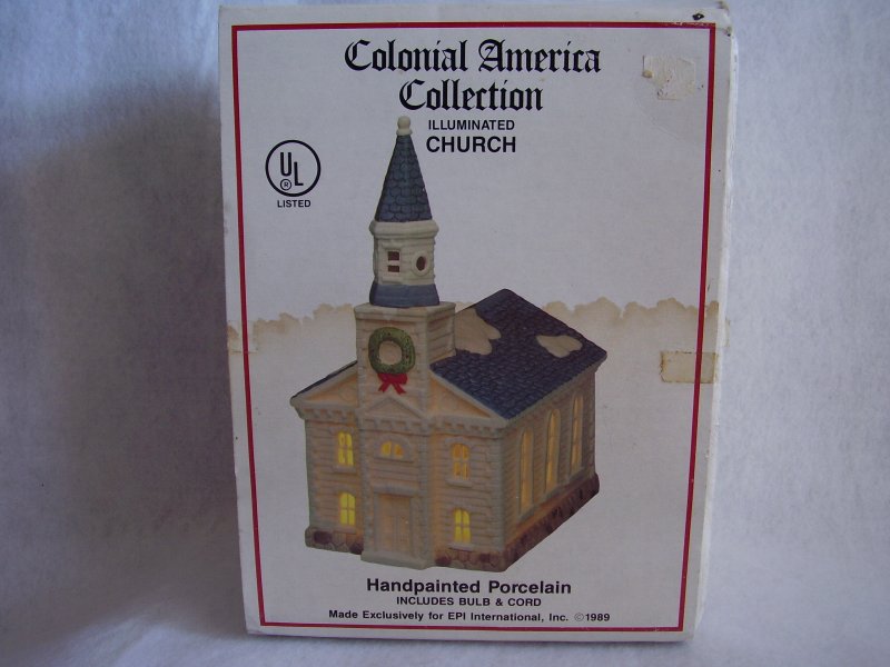 Colonial American Collection Porcelain Christmas Village House Church ...