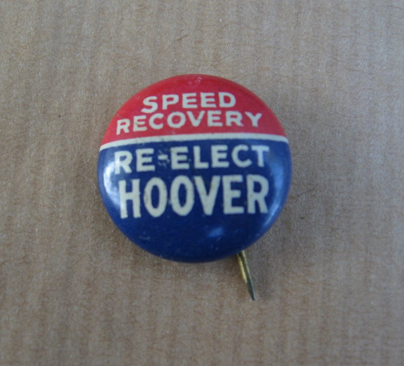 1932 Re-Elect Hoover Presidential Election Pin