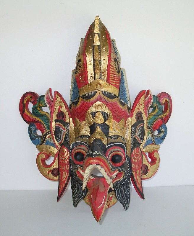 Garuda Mask, Carved Wood, 1950s Java Indonesia