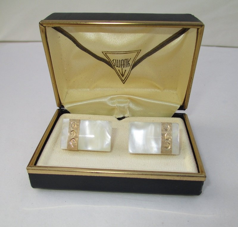 Swank Mother of Pearl Cufflinks, Probably 1960s, looks new