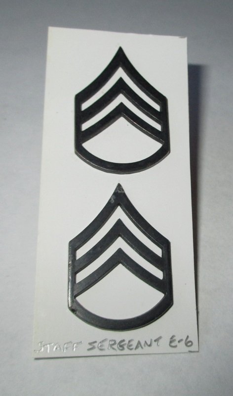 1 Pair Army Staff Sergeant E-6 Rank Pin, Subdued Black