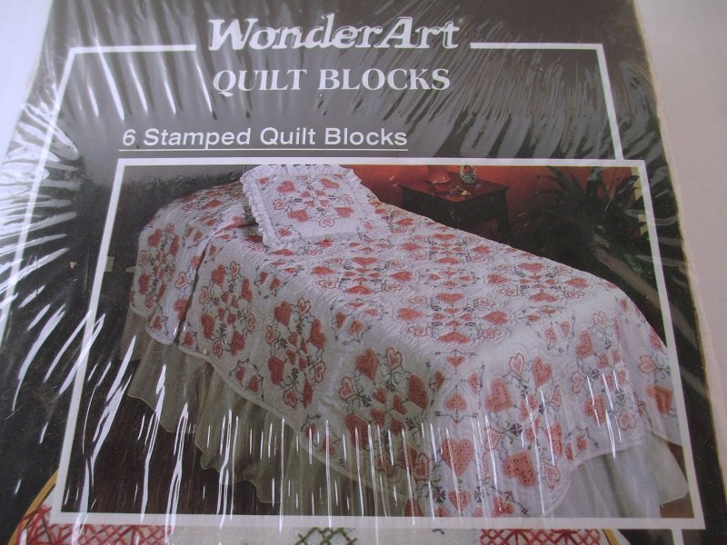 WonderArt Quilt Blocks, Unopened pack of 6, Cross My Hearts