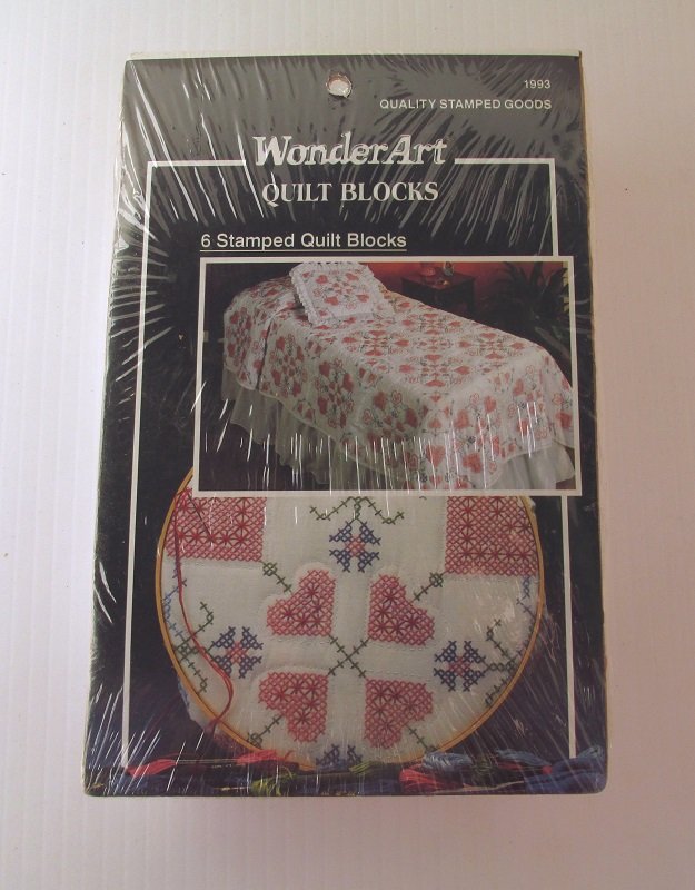 WonderArt Quilt Blocks, Unopened pack of 6, Cross My Hearts